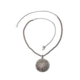Damen Lange Kette "Vicky", silber, Basic, Collezione Alessandro, Metall, Halsketten, ziselierter und bombierter Anhänger