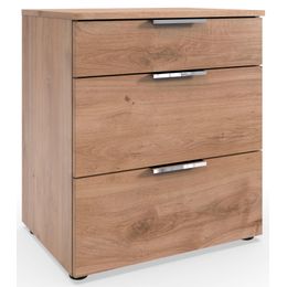 Nachtkommode wimex, B:54cm H:61cm T:41cm, braun, Spanplatte, Sideboards, "Level by fresh to go", 3 Schubladen mit soft-close Funktion, 54cm breit,
