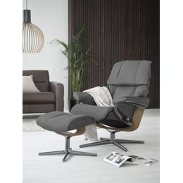 Relaxsessel stressless, B:92cm H:100cm T:80cm, grau, Microfaser DINAMICA (88% Polyester, 12% Polyurethan), Wohnzimmer, Sessel, "Reno", mit Cross