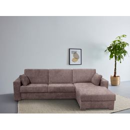 Ecksofa Home Affaire, B:280cm H:85cm T:173cm, braun, 100% Polyester, Wohnzimmer, Sofas, "Roma "M" Matratzenhöhe 14 cm, Dauerschlaffunktion, mit