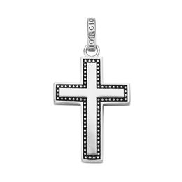 Damen Kreuzanh&auml;nger "Kreuz, Rand mit Kugeloptik, Silber 925", 4cm, Silber 925 (Sterlingsilber), silber, Giorgio Martello MILANO, Silber 925