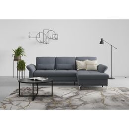 Ecksofa Inosign, B:269cm H:89cm T:175cm, blau, 100%Polyester, Wohnzimmer, Sofas, "Palm Beach L-Form", Federkern, mit Sitztiefenverstellung, wahlweise