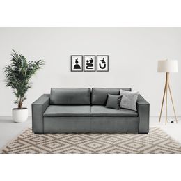 Schlafsofa Inosign, B:247cm H:90cm T:95cm, schwarz, 100%Polyester, Kinderzimmer, Sofas, "Manhattan", mit Boxspringaufbau, Bettfunktion & Bettkasten,