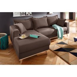Ecksofa Home Affaire, B:228cm H:83cm T:151cm, braun, Webstoff (100% Polyester);Baumwollmix (50% Baumwolle, 50% Polyester);Baumwollmix (50% Baumwolle,