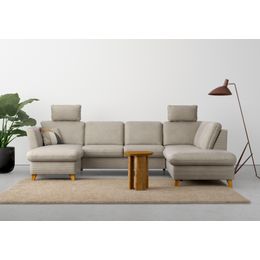 Wohnlandschaft Home Affaire, B:307cm H:86cm T:213cm, grau, 95% Polyester, 5% Polyamid, Sofas, "Trelleborg U-Form", wahlweise mit Bettfunktion und