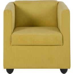 Sessel, B:72cm H:71cm T:75cm, gelb, LOOKS by Wolfgang Joop, Cord (92% Polyester, 8% Polyacryl);Luxus_Microfaser mit Druck (100%