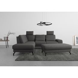 Sit & More Ecksofa SIT & MORE, B:260cm H:88cm T:226cm, grau, Wohnzimmer, Sofas, "Cinturo L-Form", inklusive Sitztiefenverstellung und Federkern, Sitzhöhe 45 cm
