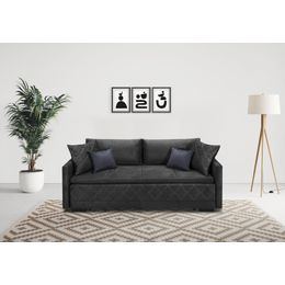Schlafsofa Inosign, B:218cm H:97cm T:96cm, schwarz, 100%Polyester, Kinderzimmer, Sofas, "Potsdam", mit Boxspringaufbau, Bettfunktion & Bettkasten,