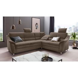 Ecksofa Places of Style, B:249cm H:90cm T:209cm, braun, Luxus-Microfaser Lederoptik (100% Polyester);Luxus-Microfaser (100%