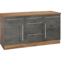 Unterschrank KOCHSTATION, B:150cm H:85cm T:60cm, grau, Holzwerkstoff, K&uuml;che, Schr&auml;nke, "KS-Samos", Breite 150 cm