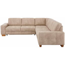 Ecksofa Home Affaire, B:276cm H:86cm T:271cm, beige, Luxus-Microfaser Lederoptik (100% Polyester);Luxus-Microfaser (100% Polyester);Luxus-Microfaser