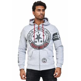 Rusty Neal Herren Sweatjacke, grau, Gr. M, bedruckt, 70% Baumwolle, 30% Polyester, Sweatjacken, mit coolen Printmotiven