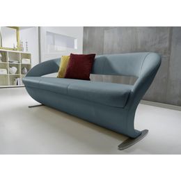 K+w Komfort & Wohnen Polsterbank, B:204cm H:83cm T:68cm, blau, K+W KOMFORT & WOHNEN, Bronco: Nappaleder pigmentiert, Dickleder, 1, 3/1, 5mm, mit rustikal gek&ouml;rnten