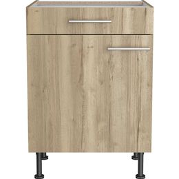 Unterschrank Optifit, B:60cm H:87cm T:58,4cm, braun, Spanplatte, K&uuml;che, Schr&auml;nke, "Klara", Breite 60 cm