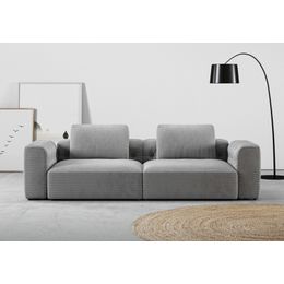 2,5-Sitzer RAUM.ID, B:268cm H:62cm T:109cm, silber, 95% Polyester, 5% Nylon, Sofas, "Cushid", Modulsofa, bestehend aus 2 Teilen, Breite 268 cm