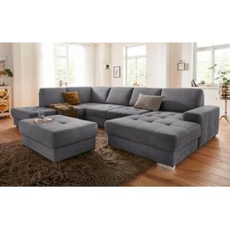 Sit & More Wohnlandschaft SIT & MORE, B:340cm H:82cm T:224cm, grau, Luxus-Microfaser ALTARA NUBUCK (100% Polyester) / Struktur (100% Polyester);Flachgewebe