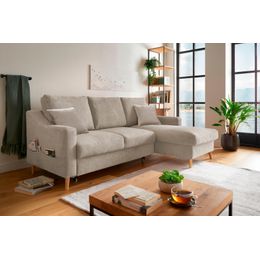 Ecksofa Inosign, B:228cm H:94cm T:150cm, grau, 92% Polyester, 8% Nylon, Wohnzimmer, Sofas, "Valentina L-Form", 2 Zierkissen, mit Seitentasche,