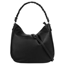 Samantha Look Damen Henkeltasche, schwarz, Leder, leicht gl&auml;nzend, unifarben, Taschen, echt Leder, Made in Italy