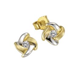 Vivance Damen Paar Ohrstecker "333 Gold zweifarbig Zirkonia wei&szlig;", one-size, Gold, bunt, Gold, Ohrringe