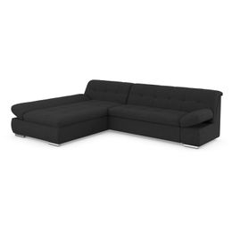 Ecksofa DOMO collection, B:297cm H:80cm T:173cm, grau, Struktur fein 100% Polyester;Chenilleoptik 100% Polyester;SOFTLUX/Struktur fein 100%
