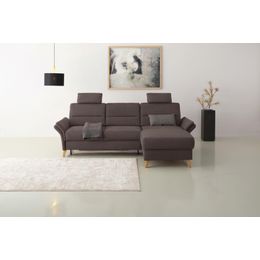 Ecksofa Home Affaire, B:252cm H:90cm T:162cm, braun, 98% Polyester 2% Polyamid, Wohnzimmer, Sofas, "Westerland L-Form", Federkern-Polsterung,