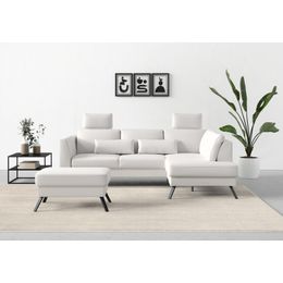 Sit & More Ecksofa SIT & MORE, B:254cm H:88cm T:188cm, silber, Wohnzimmer, Sofas, "Lindholm L-Form", mit Sitztiefenverstellung und Federkern