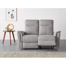 2-Sitzer Home Affaire, B:144cm H:99cm T:92cm, grau, Webstoff 95% Polyester 5% Nylon, Sofas, "Southbrook", mit manueller und elektrischer Relaxfunktion