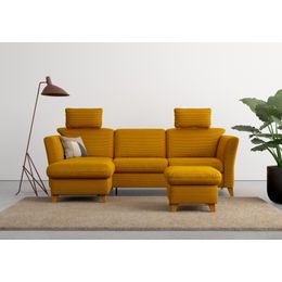 Ecksofa Home Affaire, B:249cm H:86cm T:162cm, gelb, 100% Polyester, Wohnzimmer, Sofas, "Trelleborg L-Form", wahlweise mit Bettfunktion und