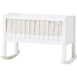 Stubenbett Hoppekids, B:86cm H:62,5cm T:47cm, beige, Holz teilmassiv, Babybetten, umbaubar zu Sitzbank, wahlweise mit Matratze & Zubehör