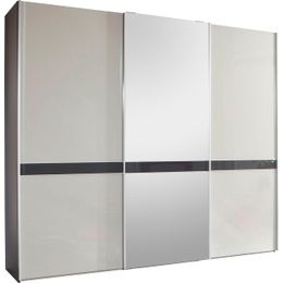 Schwebet&uuml;renschrank Wiemann, B:295,2cm H:217cm T:67cm, grau, Schr&auml;nke, "Rialto", hochwertige Glas- und Spiegelfront mit Querriegel