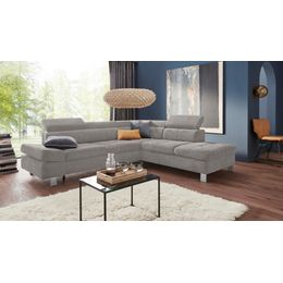 Ecksofa, B:272cm H:98cm T:232cm, grau, exxpo - SOFA FASHION, Luxus-Kunstleder;Webstoff (100% Polyester);Webvelours (100% Polyester), Wohnzimmer,
