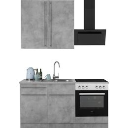 Wiho-K&uuml;chen K&uuml;chenzeile WIHO K&Uuml;CHEN, B:160cm T:60cm, grau, Komplettk&uuml;chen-Sets, "Chicago", wahlweise mit E-Ger&auml;ten, Breite 160 cm