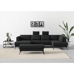 Sit & More Wohnlandschaft SIT & MORE, B:342cm H:88cm T:188cm, schwarz, Sofas, "Lindholm U-Form", mit Sitztiefenverstellung und Federkern