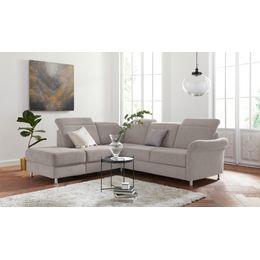 Sit & More Ecksofa SIT & MORE, B:249cm T:221cm, grau, Wohnzimmer, Sofas, "Darwin L-Form", inklusive Federkern, wahlweise mit Kopfteilverstellung, Bettfunktion