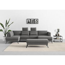 Sit & More Wohnlandschaft SIT & MORE, B:342cm H:88cm T:188cm, grau, Sofas, "Lindholm U-Form", mit Sitztiefenverstellung und Federkern