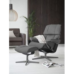 Relaxsessel stressless, B:79cm H:99cm T:75cm, grau, Microfaser DINAMICA (88% Polyester, 12% Polyurethan), Wohnzimmer, Sessel, "Reno", mit Hocker, mit
