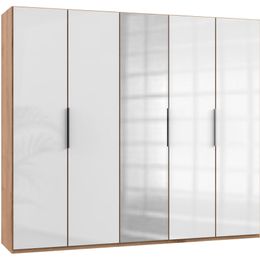 Kleiderschrank wimex, B:250cm H:216cm T:58cm, braun, Schlafzimmer, Schränke, "Level by fresh to go", mit Glas- und Spiegeltüren