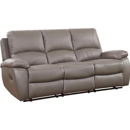 3-Sitzer, B:191cm H:99cm T:93cm, grau, ATLANTIC HOME COLLECTION, Sofas, "Lion", mit Relaxfunktion und Federkern, mit Lederbezug