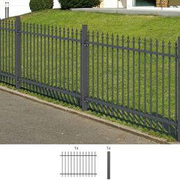Alberts Metallzaun "Anbauset Chaussee", H/L: 100cm x 2m, Pfosten: 1 Stk., grau, Zaunelemente, Höhe: 100 und 120 cm, Breite: 200 cm, zum Einbetonieren