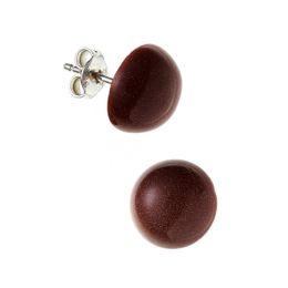 Jobo Damen Paar Ohrstecker "Ohrringe mit Goldfluss-Stein", 10mm, Silber 925 (Sterlingsilber), silber, Silber 925 (Sterlingsilber), Ohrringe, 925