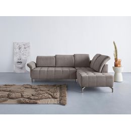 Ecksofa Inosign, B:260cm H:79cm T:220cm, braun, 100% Polyester, Wohnzimmer, Sofas, "Fresh L-Form", Federkern, wahlweise Kopfteilverstellung und
