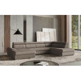 Sit & More Wohnlandschaft SIT & MORE, B:345cm H:79cm T:213cm, braun, 100% Polyester, Sofas, "U-Form", mit verstellbaren Kopfteilen, wahlweise mit Bettfunktion