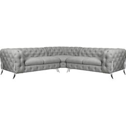Chesterfield-Sofa Home Affaire, B:264cm H:75cm T:262cm, silber, Struktur (100% Polyester);Samtoptik (100% Polyester), Sofas, "Amaury L-Form",