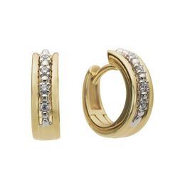 Firetti Damen Paar Creolen "Schmuck Geschenk Gold 333 Gerade", 0,06 P2 = erkennbare Einschlüsse, Diamanten Gelbgold 333 Weißgold 333, gold,
