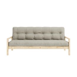 Schlafsofa Karup Design, B:205cm H:79cm T:95cm, beige, Matratzenmaterialzusammensetzung: Futonmatratze mit Knopfheftung, Höhe 14 cm, aus recyceleten