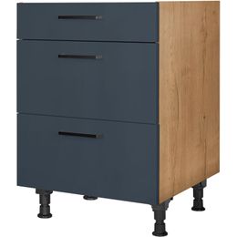 Kochfeldumbauschrank Nobilia, B:60cm H:87cm T:58,3cm, blau, Schr&auml;nke, ""Easytouch", vormontiert, mit Schubkasten und Ausz&uuml;gen", in den Breiten 60 und
