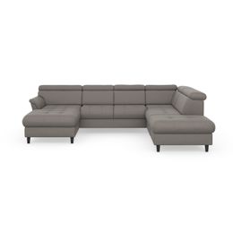 Sit & More Wohnlandschaft SIT & MORE, B:304cm T:216cm, grau, 100% Polyester, Sofas, "Marano U-Form", inklusive Kopfteilverstellung, wahlweise mit Bettfunktion,