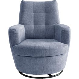 Drehsessel Alina, B:80cm H:93cm T:92cm, blau, Chenille GFS (100% Polyester), Sessel, "Yuri", mit Dreh und Wippfunktion, passend zu Hocker Yuri