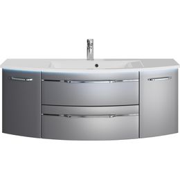 Waschtisch SAPHIR, B:131cm H:50,2cm T:49,8cm, grau, Badezimmer, Waschtische, "Serie 7045 Mineralmarmor-Waschtisch und Unterschrank, 131 cm breit",