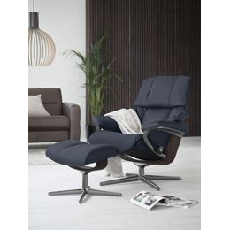 Relaxsessel stressless, B:92cm H:100cm T:80cm, blau, Microfaser DINAMICA (88% Polyester, 12% Polyurethan), Wohnzimmer, Sessel, "Reno", mit Hocker,